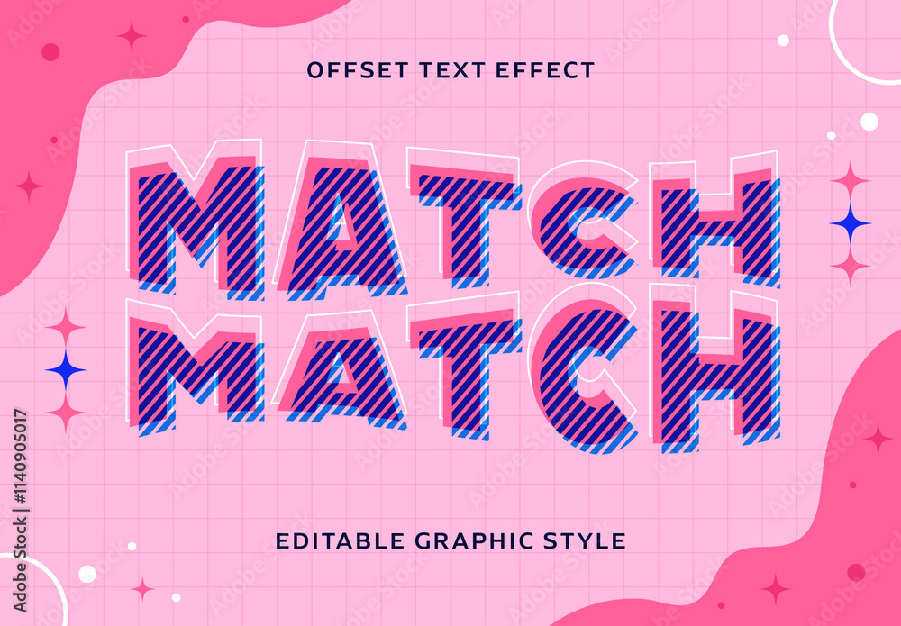 Pink and Blue Offset Text Effect Stock Template | Adobe Stock