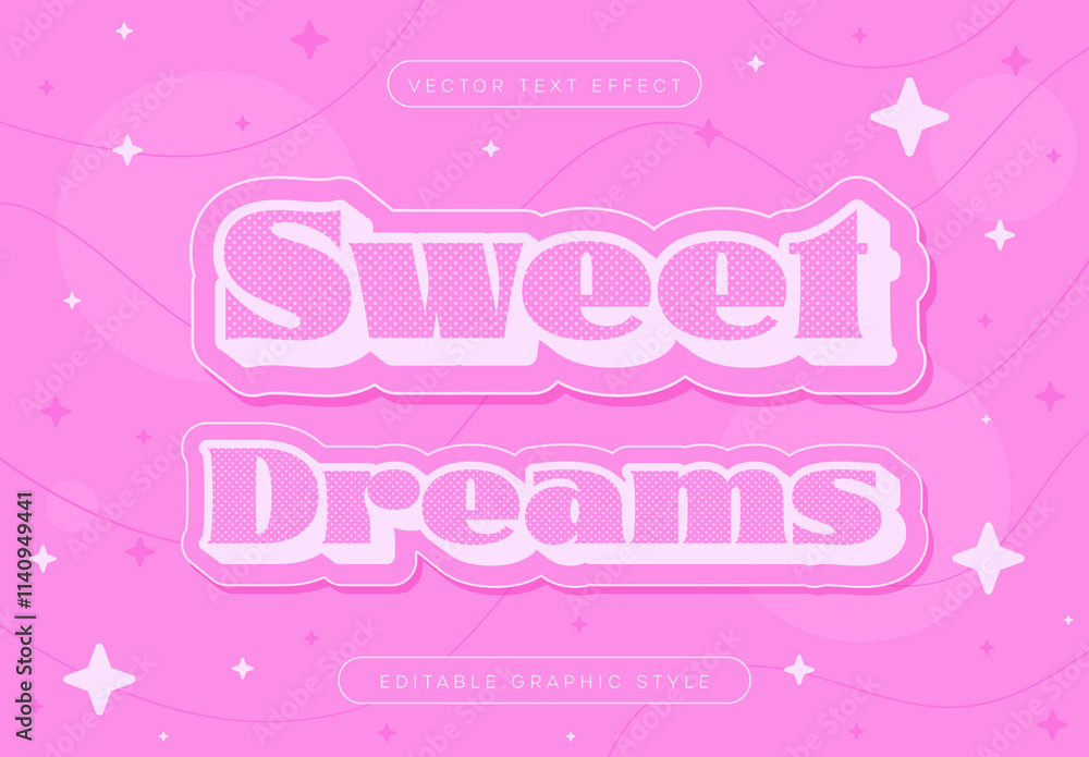 Pink Pastel Cute Puffy Retro Bubble Text Effect Stock Template | Adobe ...