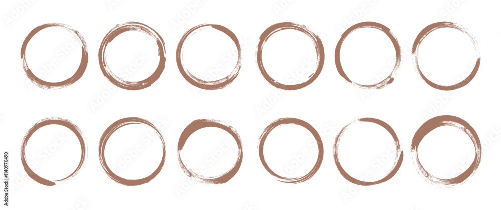 Coffee circle, stain mocha mousse color, paint brush grunge texture ...