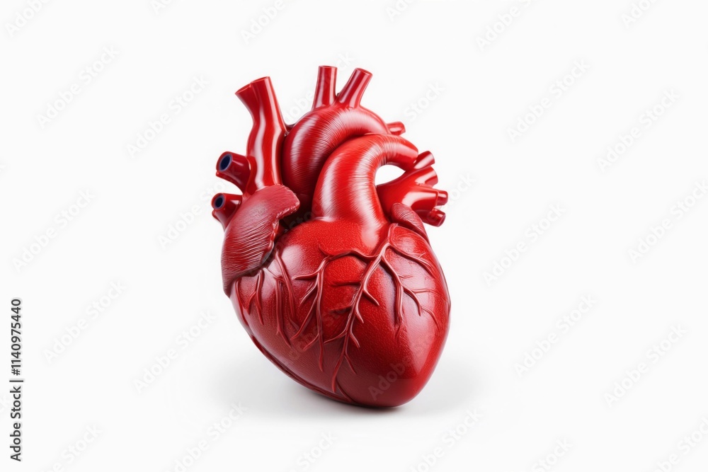 Realistic 3D illustration of human heart anatomy isolated on white ...