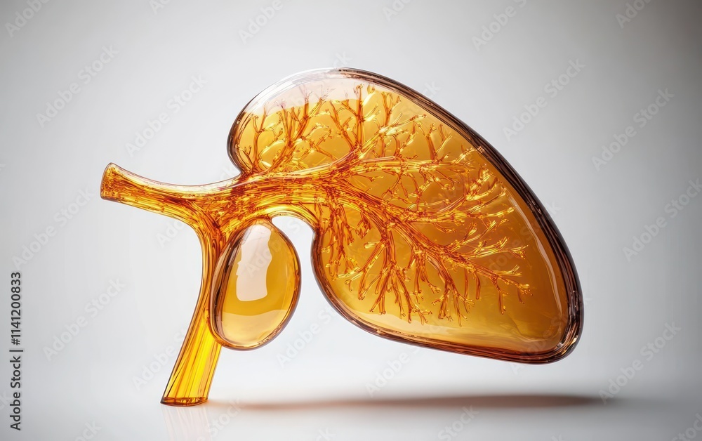 Poster Hyper-realistic Transparent Liver Model Rendered in Gold with ...
