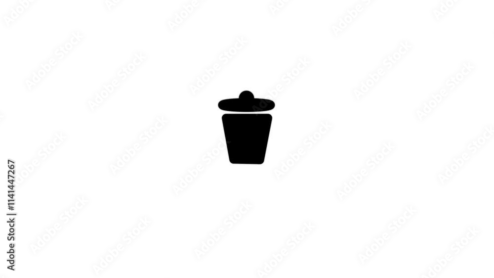 Trash throwing in bin concept. Dustbin icon with dust littering in ...