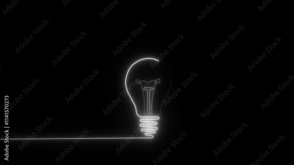Glowing light bulb symbol animation. Energy idea, Electric neon bulb ...
