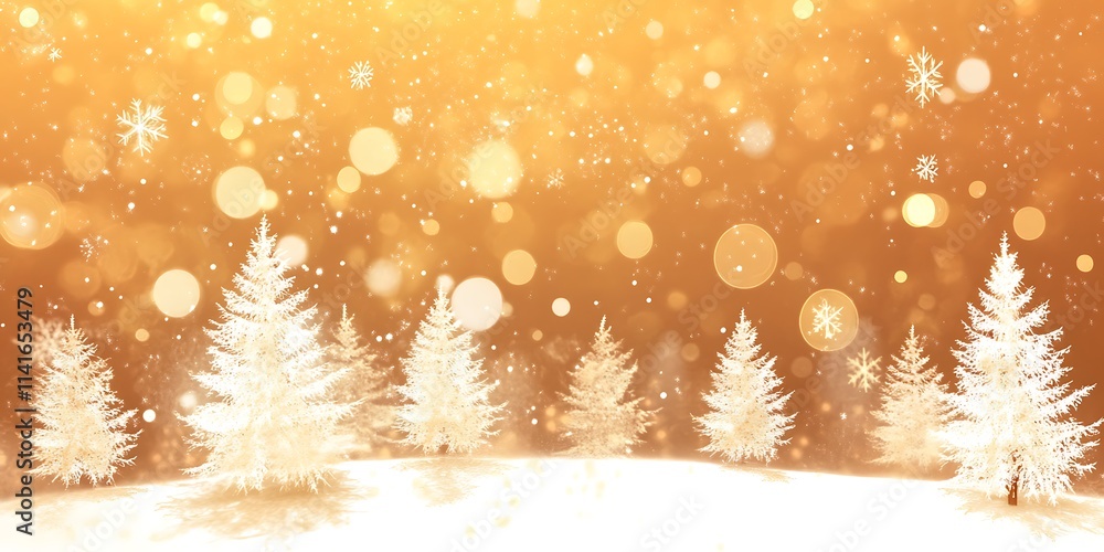 Golden brown Christmas theme illustration background design of white ...