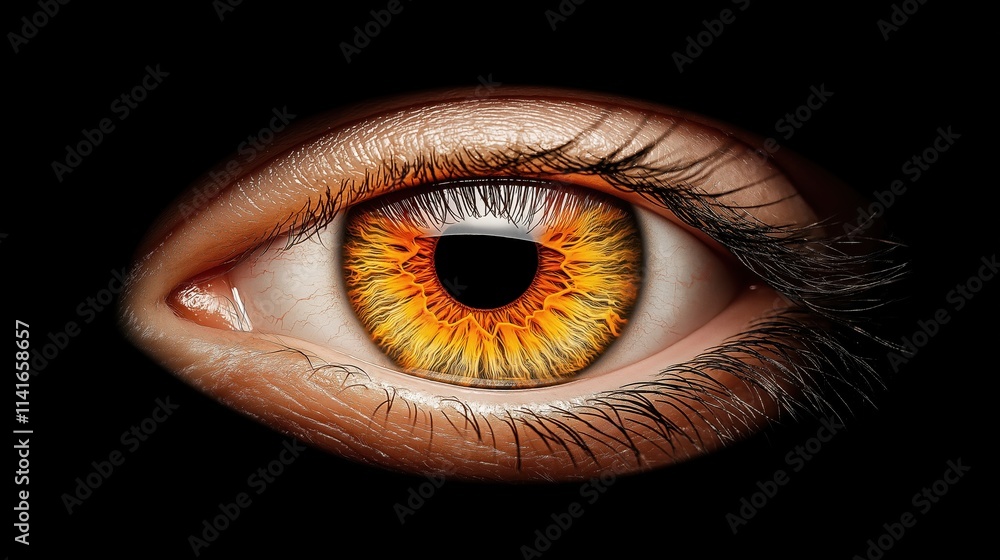 Eye iris macro on a black background. Human eyeball close up. The ...