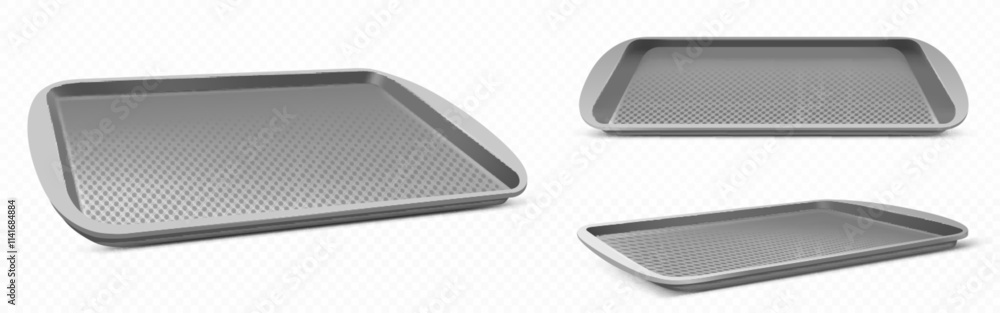 Food tray mockups set isolated on transparent background. Vector ...