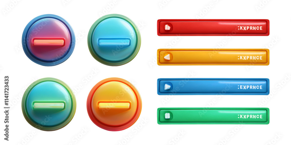 Colorful UI Buttons and Sliders for Games and Apps, isolated on ...