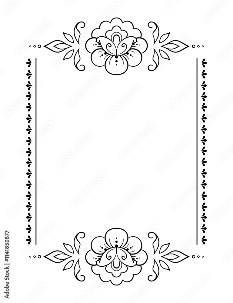 Frame in eastern tradition. Stylized with henna tattoos decorative ...