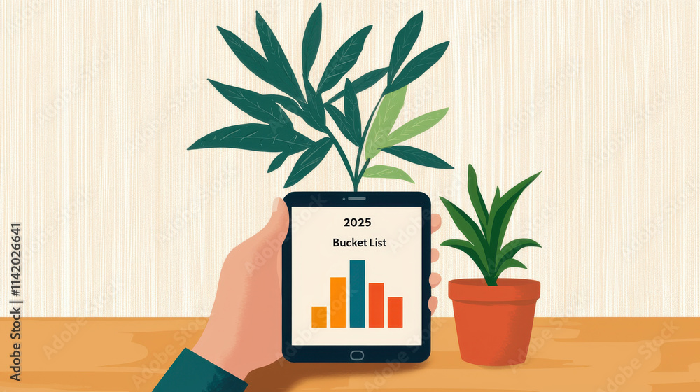 2025 Bucket List concept. Interactive app displaying 2025 bucket list ...