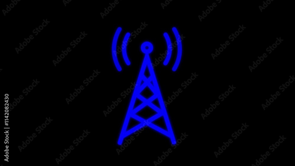 Signal Tower Animation, human mobile tower, loop animation with black ...