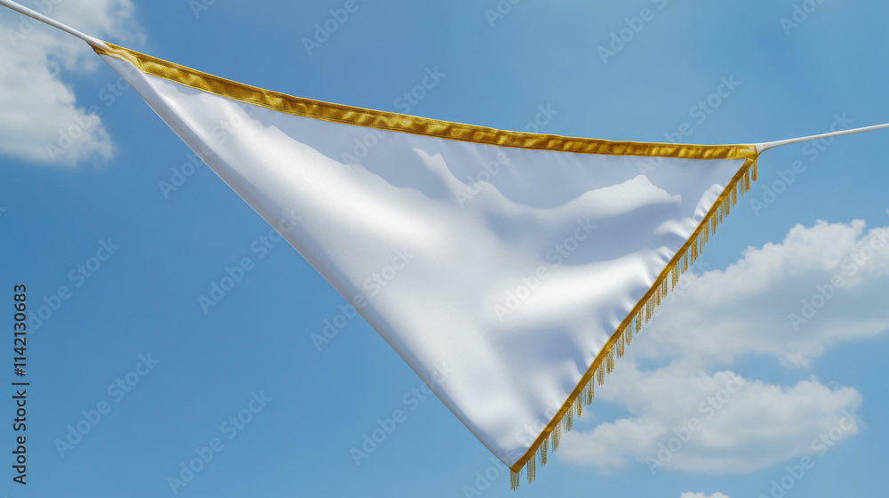 Illustrazione Stock White horizontal pennant mockup, Empty medieval ...