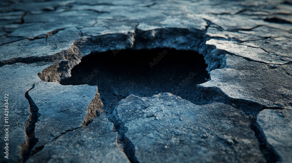 ภาพประกอบสต็อก Earth break ground and crack hole vector 3d effect ...