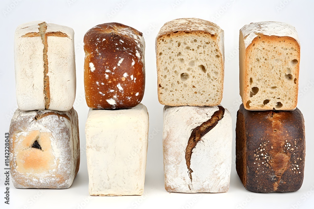 High-quality photography of assorted bread loaves and sliced white ...