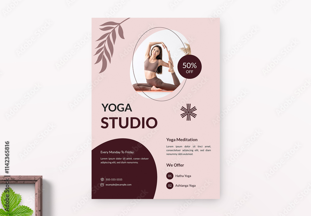 Yoga Studio Flyer Design Template Stock Template | Adobe Stock