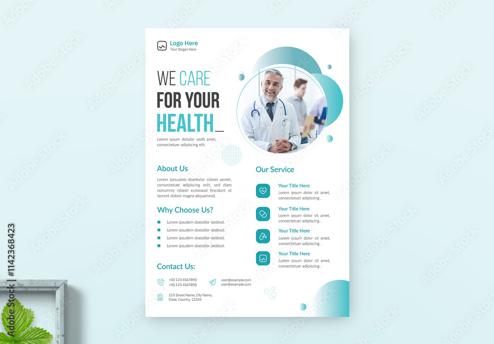 Medical Health Flyer Layout Stock Template | Adobe Stock