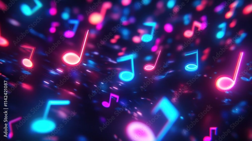 loopable background of twitching musical notes, dynamic and rhythmic ...