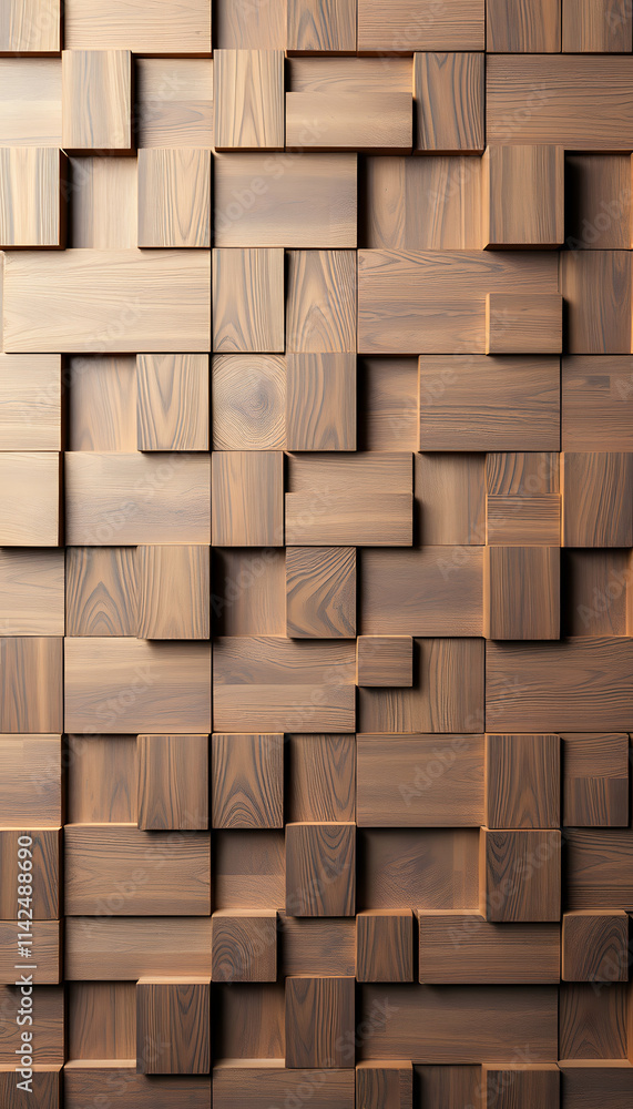 Wood block wall cubic texture background in blue filter . Modern ...