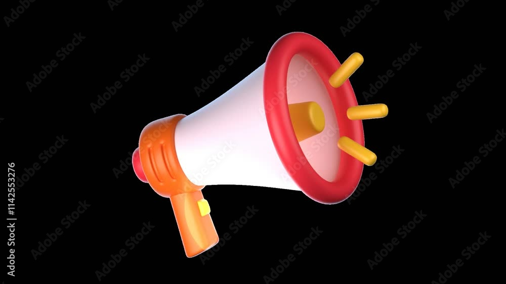 3D animated megaphone icon featuring a vibrant megaphone with sound ...
