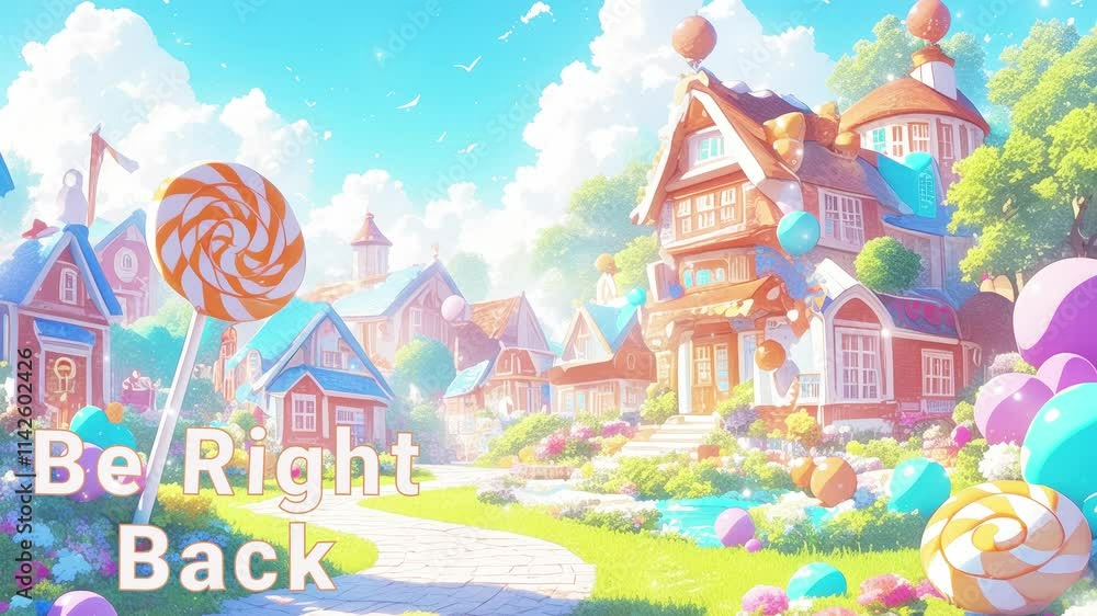 Whimsical candy-themed village with colorful houses and bright skies Be ...