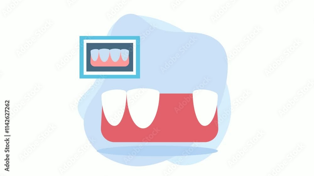 cosmetic teeth Veneers treatment animation, Tooth crown or cap bridge ...