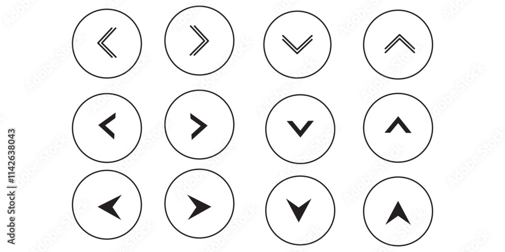 Swipe icons set. Up arrow button symbols. Scrolling, slide icon ...