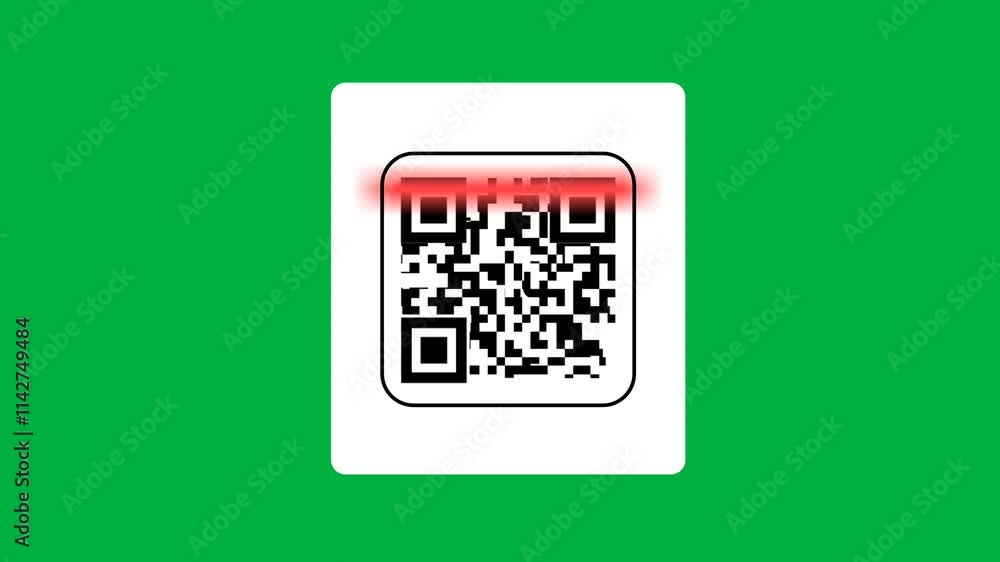 QR code scanning verification sign on white and green background. Animated Motion graphics ...