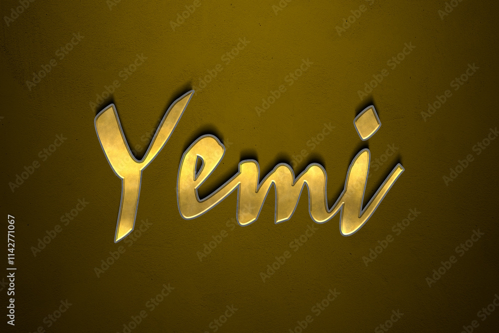 Poster Old gold text effect of Nigerian Pidgin name Yemi with 3D glossy ...