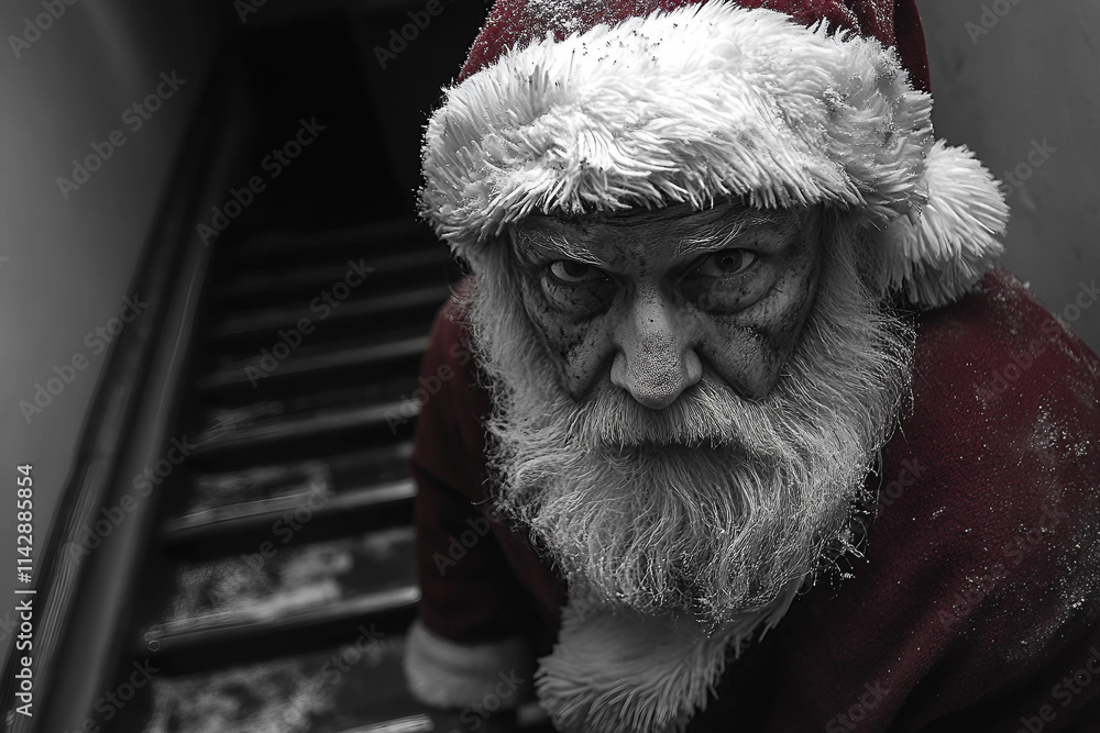 Generative AI image of a menacing horror-themed Santa Claus portraying ...