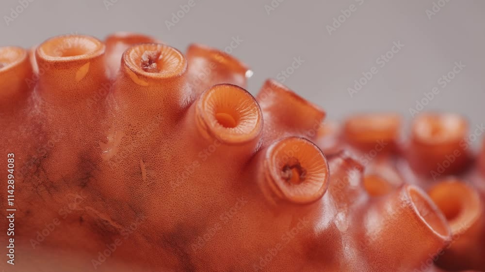 Octopus cooking, chef Boiling fresh octopus on restaurant kitchen ...