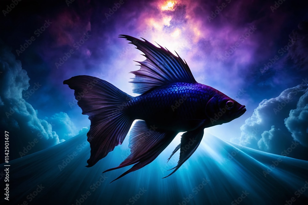 Silhouette Devil Fish Photography: Dark Ocean Predator, Underwater ...