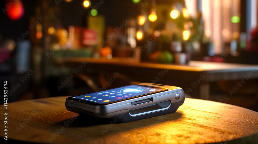 POS-terminal for cashless payment in a cafe, restaurant. Pay with a ...