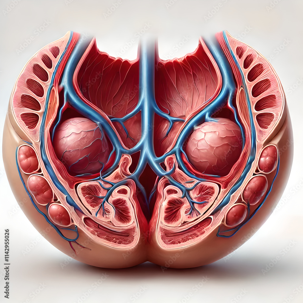 ภาพประกอบสต็อก Anatomical Of The Rectum And Anus Showing Internal And