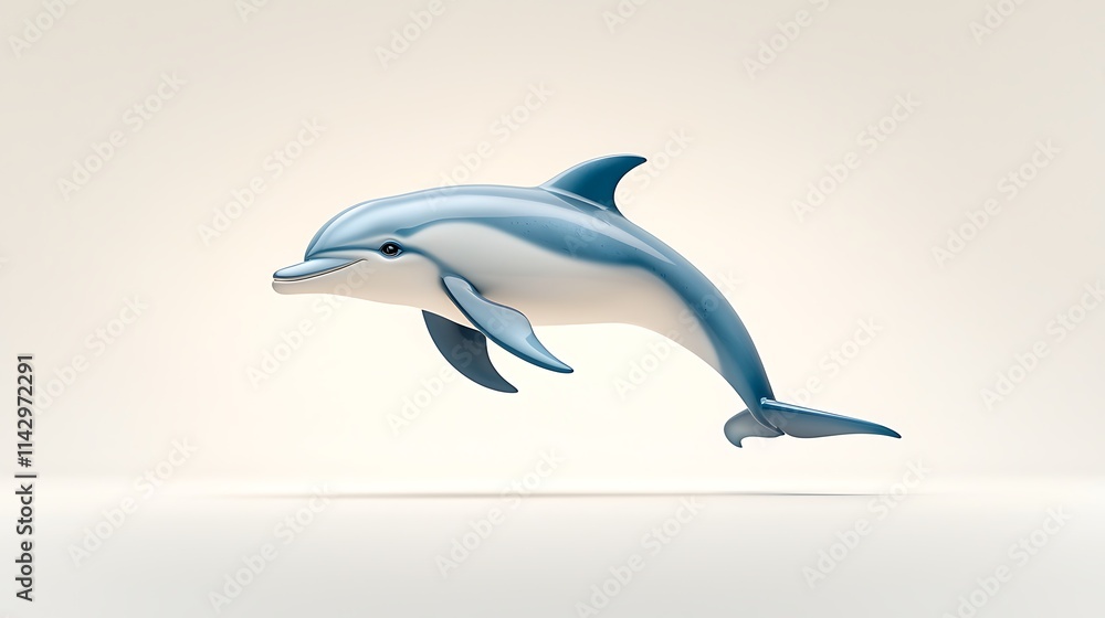 A 2D cartoon dolphin playing with a beach ball in a sunny ocean scene ...