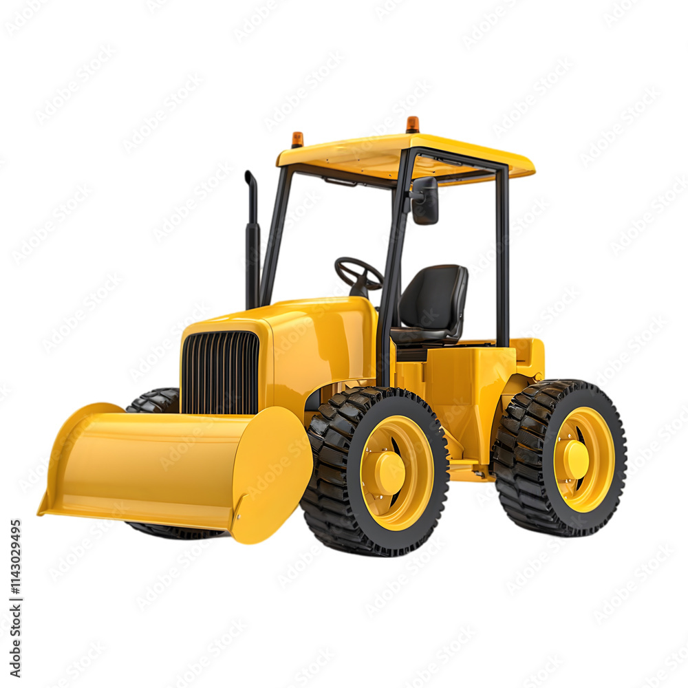Yellow Bulldozer with Front Loader Blade Isolated on White Background ...