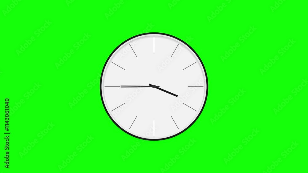 Vector analog clock hands arrows rotation animation on a green ...