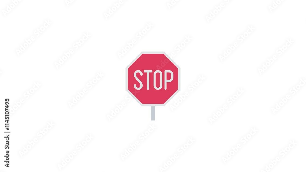 animated stop sign. stop sign icon animation. risk sign. stop hand icon ...