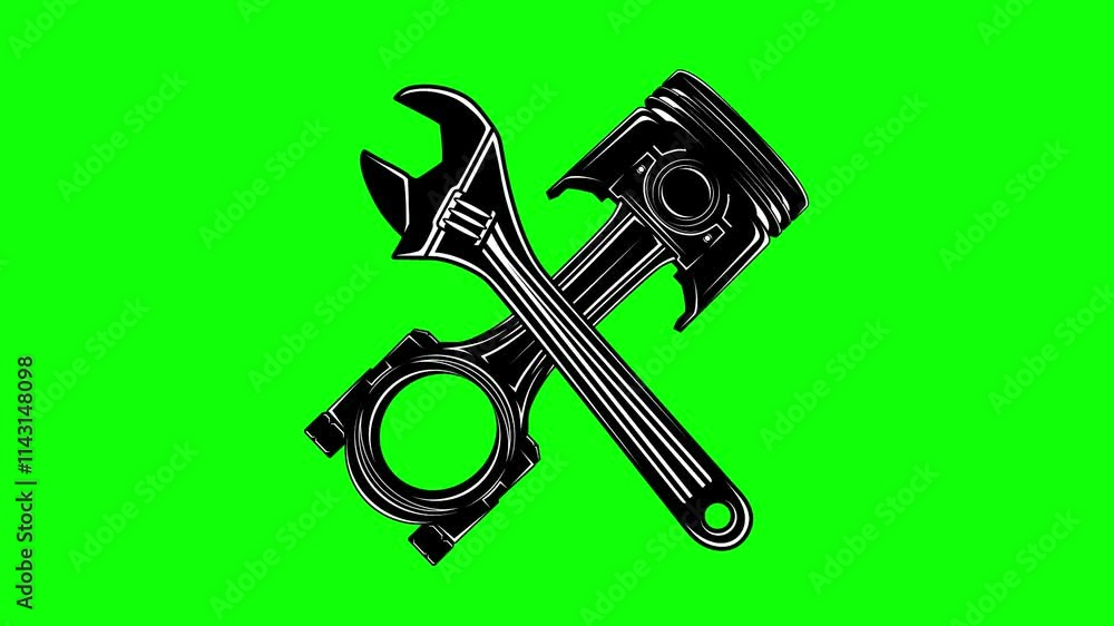 Automotive pistons and wrench crossed animation. garage service motion ...
