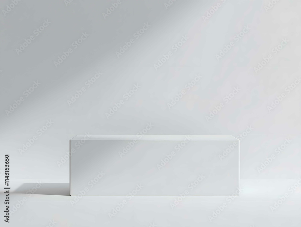Mockup of a white rectangular horizontal box on a clean white studio ...