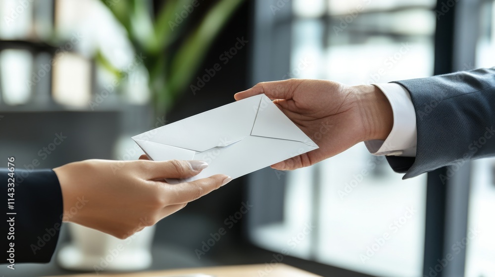 42.The hands of a supervisor in professional attire handing over a ...