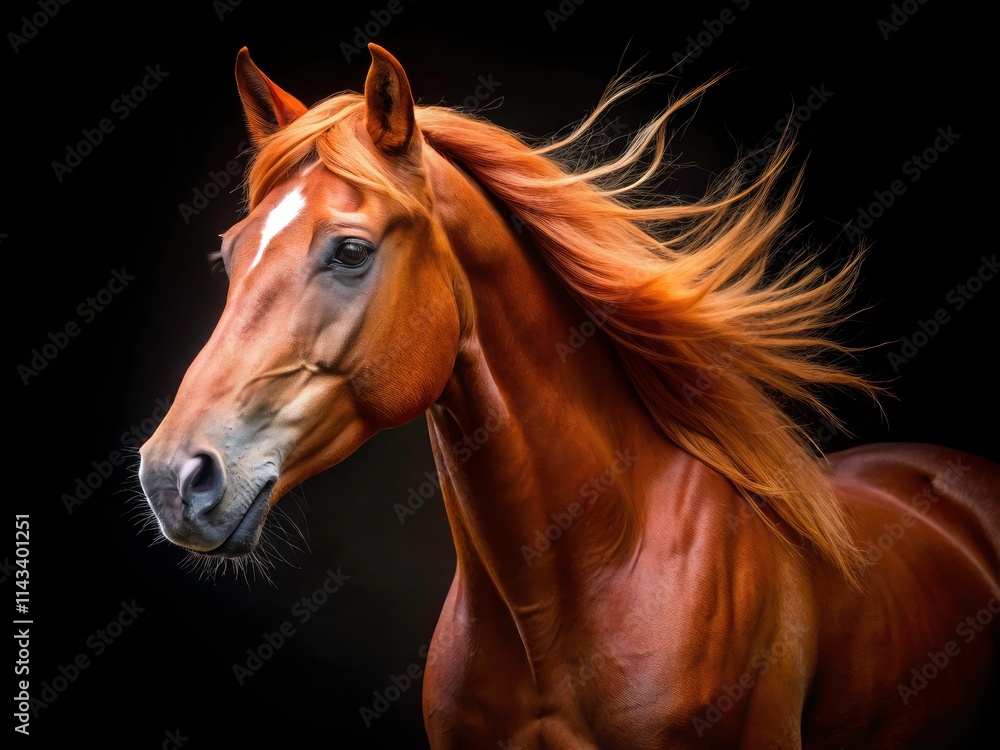 Red Horse Portrait, Black Background, Equestrian Photography, Dark ...