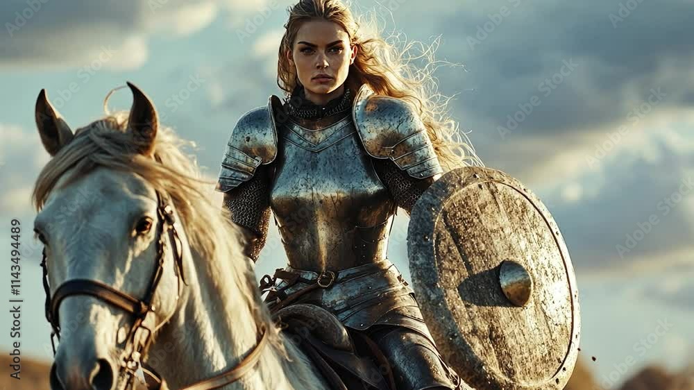 The Unstoppable Warrior: A fierce and determined woman warrior clad in ...