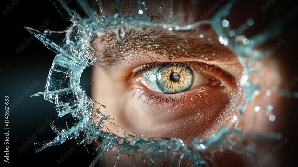 Photo & Art Print Close up detailed view of a human eye with cracked ...