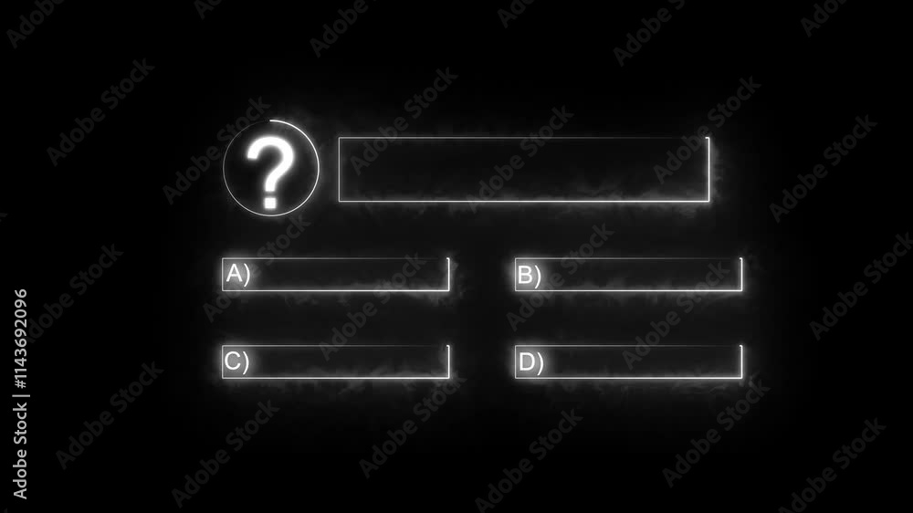 Quiz Neon Line Animation with option selection on black background Quiz ...