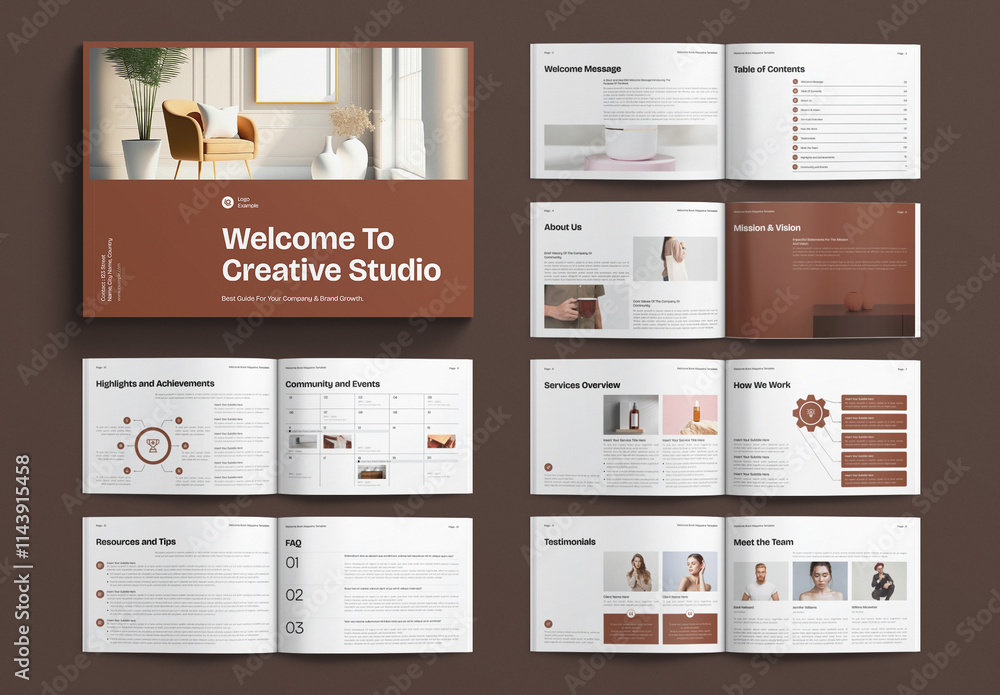 Welcome Book Magazine Template Design Layout Landscape Stock Template ...
