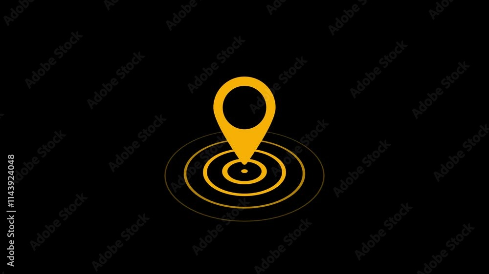 GPS location pointer animated with radio wave, location map pointer ...