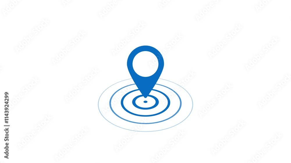 GPS location pointer animated with radio wave, location map pointer ...