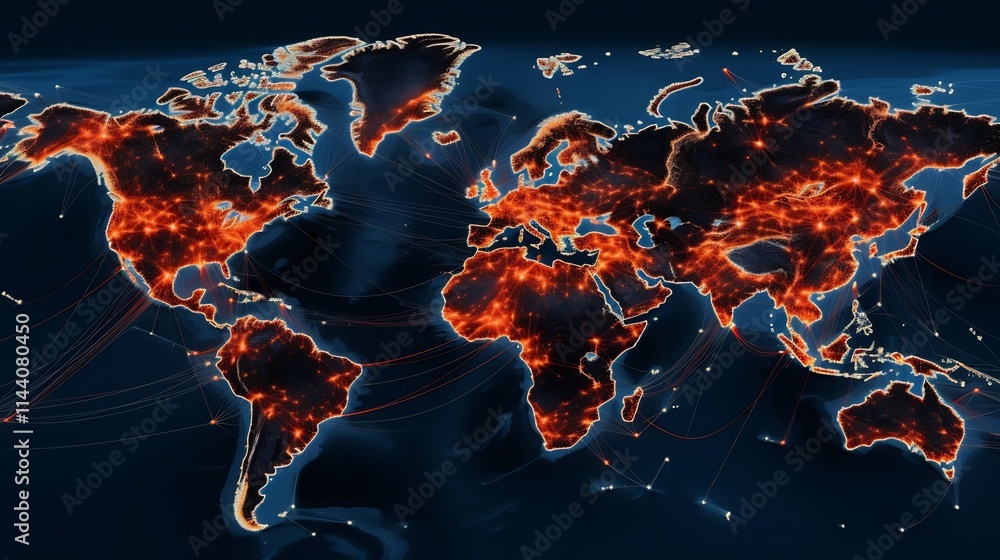 Comprehensive global map visualization of shipping routes marine ...