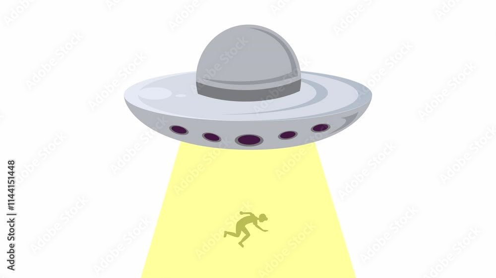 UFO Alien Abduction Animation with Human Silhouette and Light Beam ...