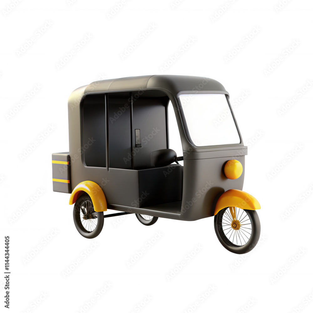 A realistic 3D model of an auto rickshaw, commonly used in India. It ...