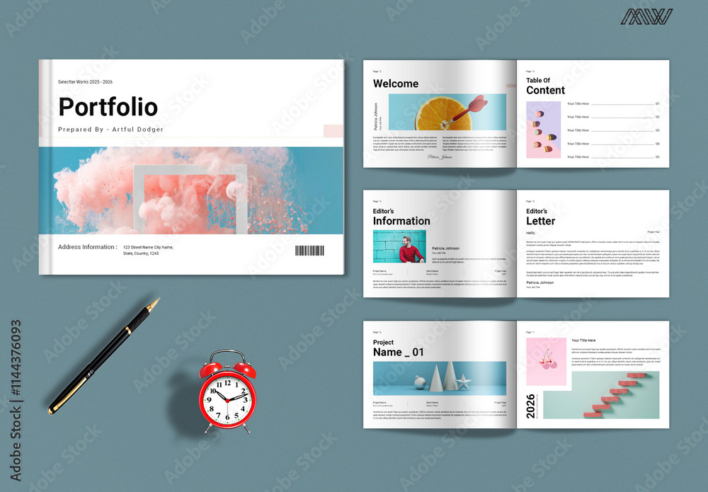 Portfolio Magazine Landscape Layout Stock Template | Adobe Stock